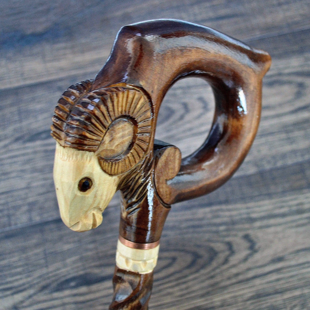 Ram Round Brown Walking Cane Walking Stick Handmade - Etsy UK