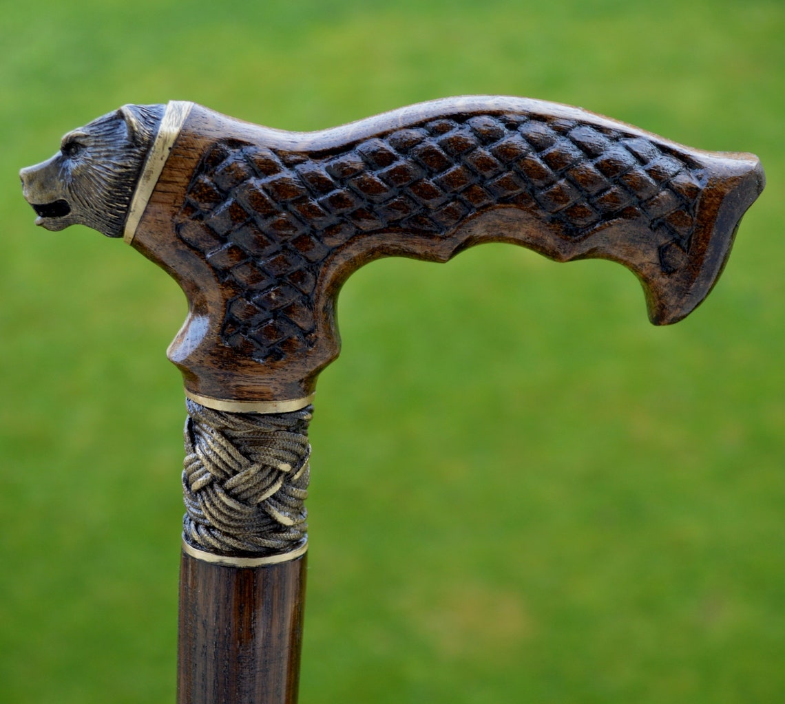 BEAR OAK Wood Canes Wooden Cane Walking Cane Wooden Sticks Walking ...