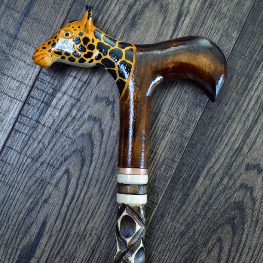 Giraffe Cane Collectible Cane Wood Carved Walking Cane Wooden - Etsy