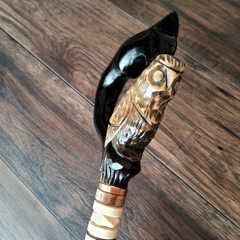 Owl Cane Walking Stick Collectible Cane Wooden Cane Walking - Etsy