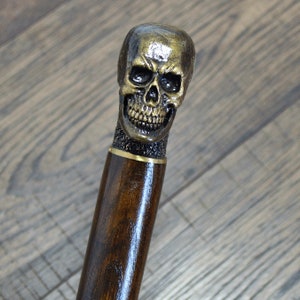 Skull Head Cane Bronze Cane Wooden Cane Walking Cane Walking Stick ...