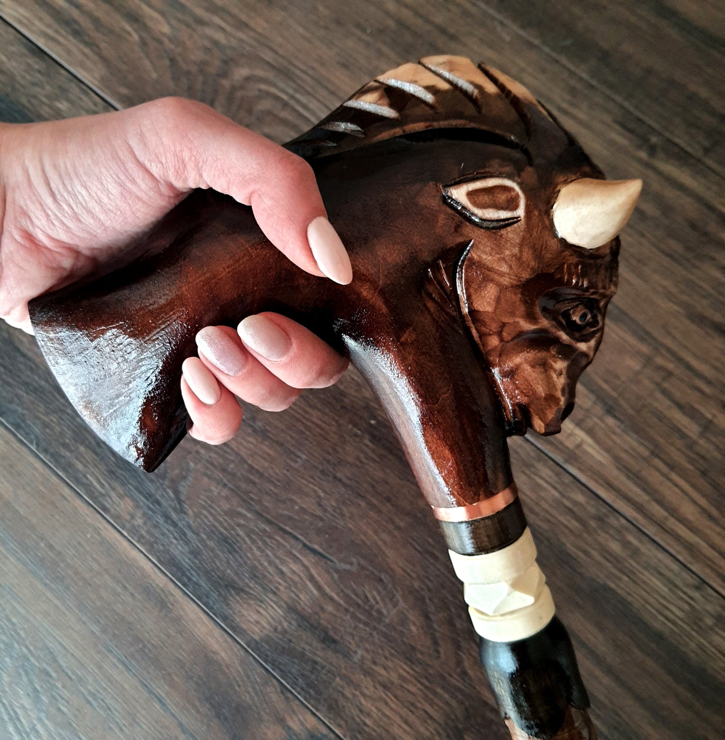 Bull Cane Walking Stick Collectible Cane Wooden Cane Walking - Etsy