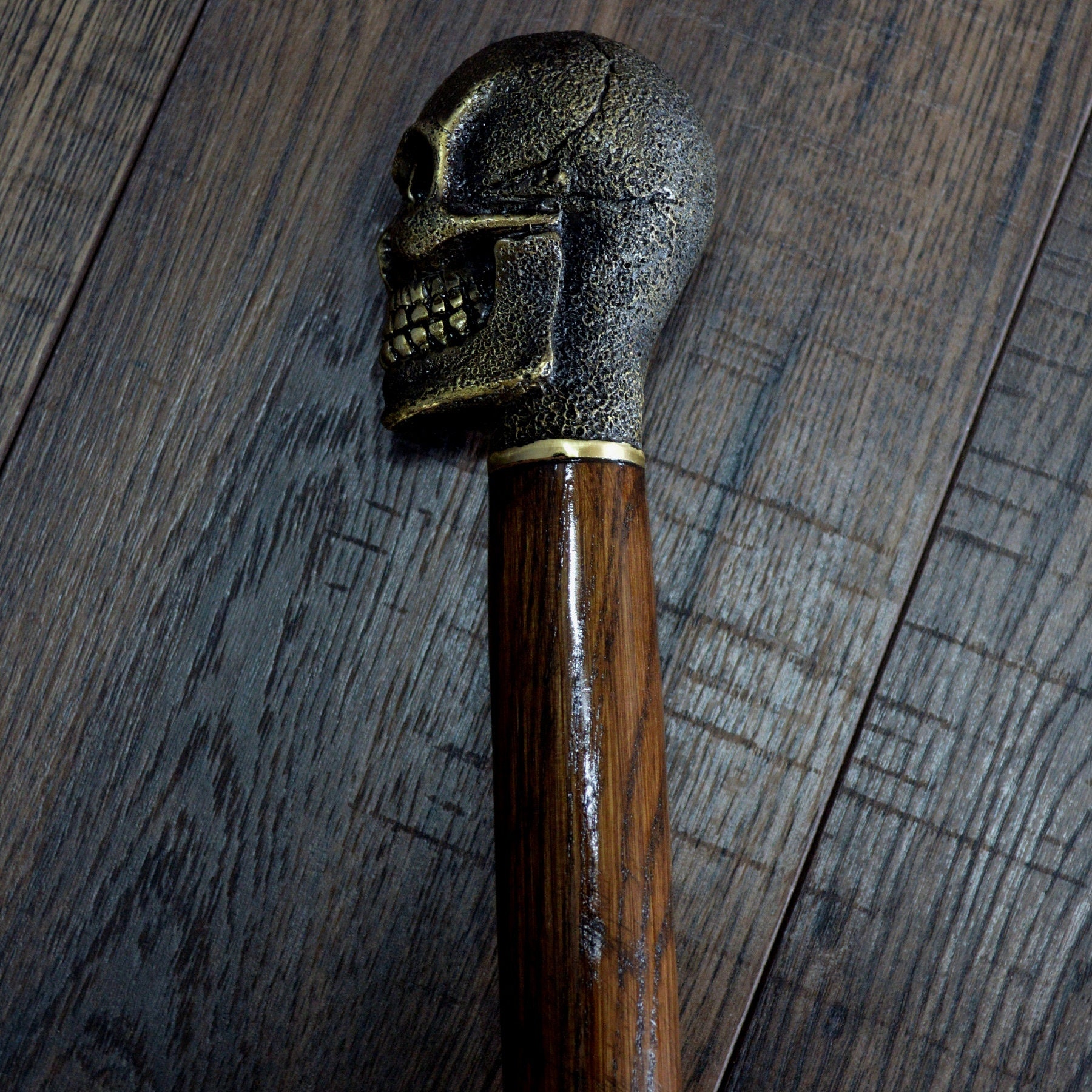 Skull Bronze Cane Wooden Cane Walking Cane Walking Stick Handmade Cane ...