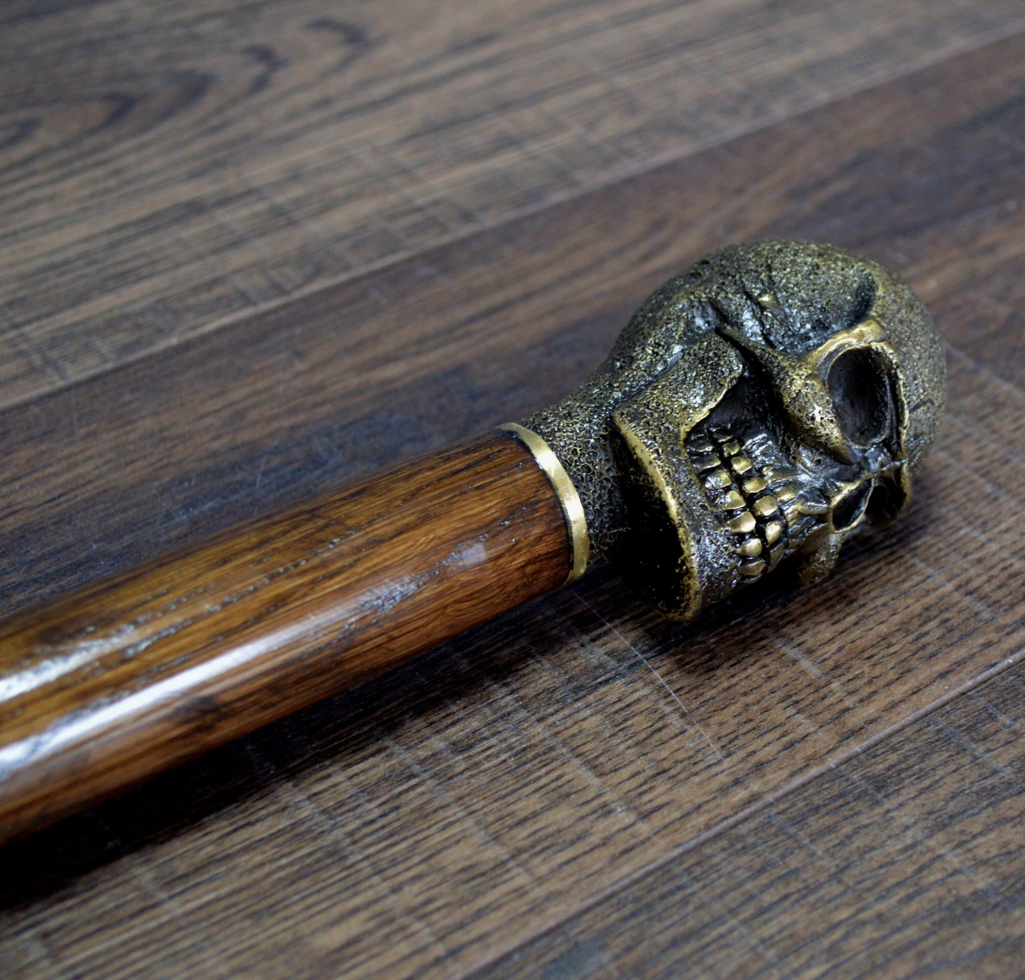 Skull Bronze Cane Wooden Cane Walking Cane Walking Stick - Etsy