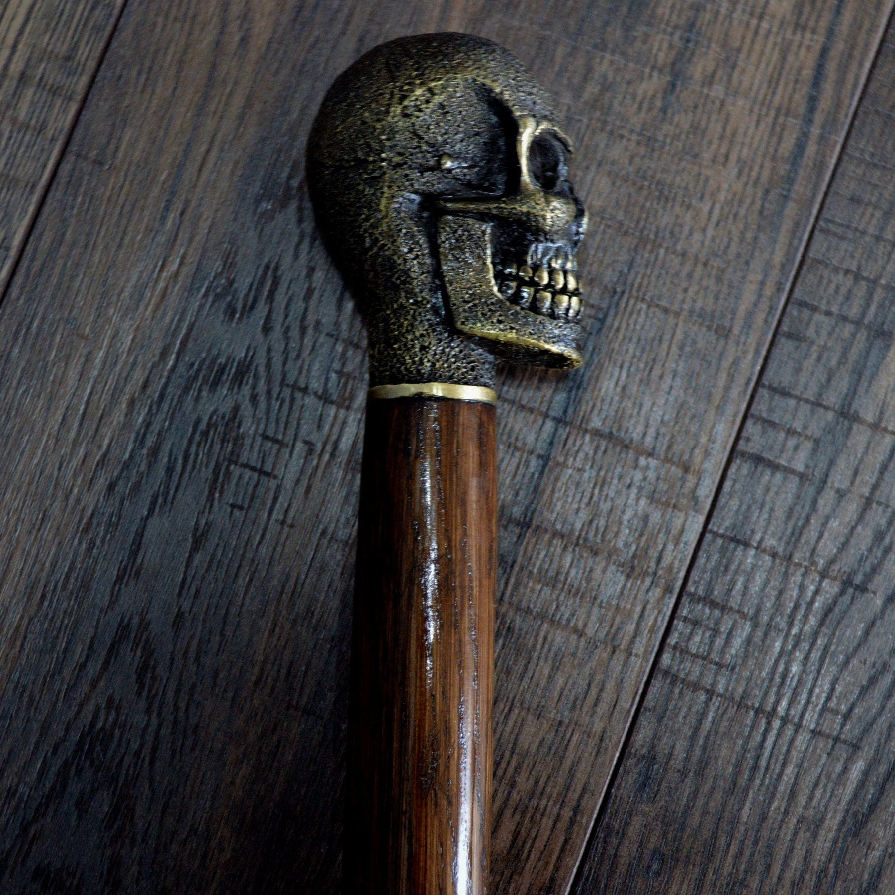 Skull Bronze Cane Wooden Cane Walking Cane Walking Stick Handmade Cane ...