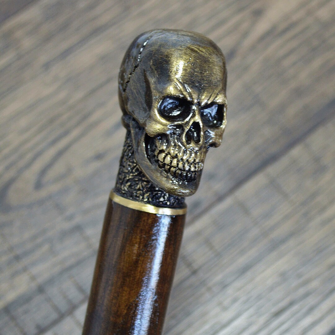 Skull Head Cane Bronze Cane Wooden Cane Walking Cane Walking Stick ...