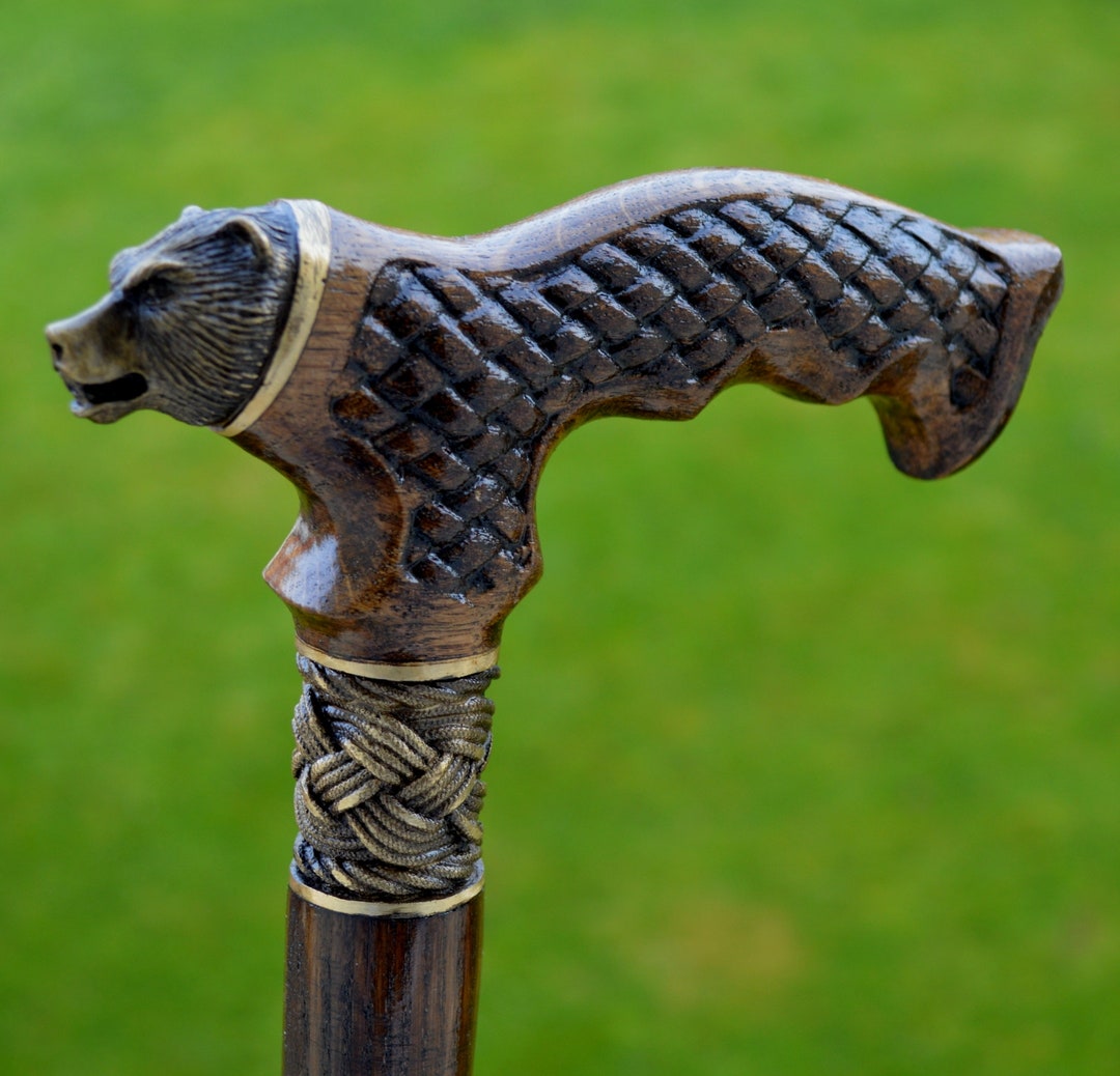 BEAR OAK Wood Canes Wooden Cane Walking Cane Wooden Sticks Walking ...