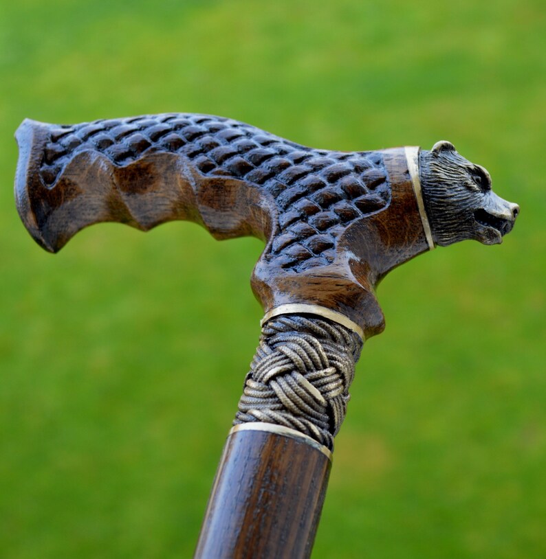 BEAR OAK Wood Canes Wooden Cane Walking Cane Wooden Sticks Walking ...