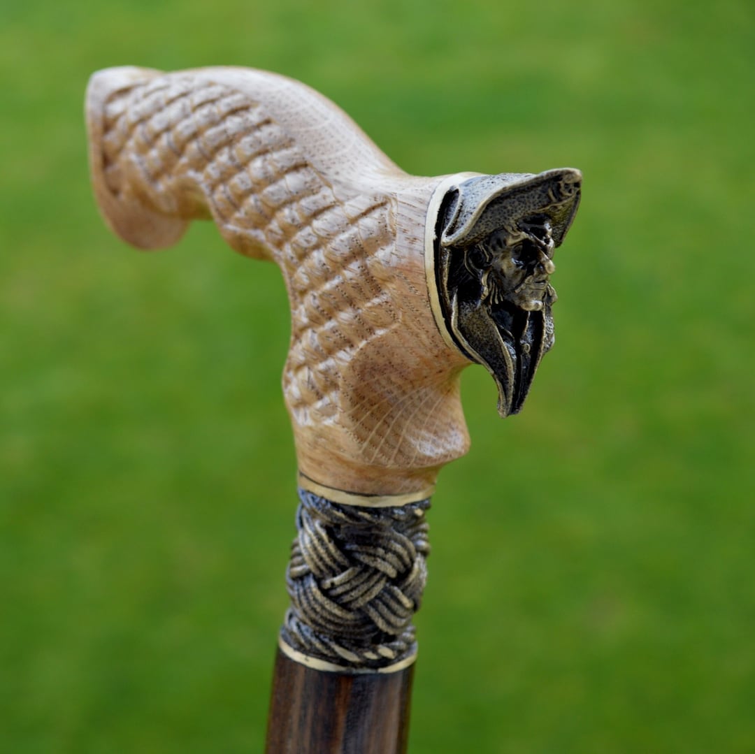 PIRATE OAK Wood Canes Wooden Cane Walking Cane Wooden Sticks Walking ...