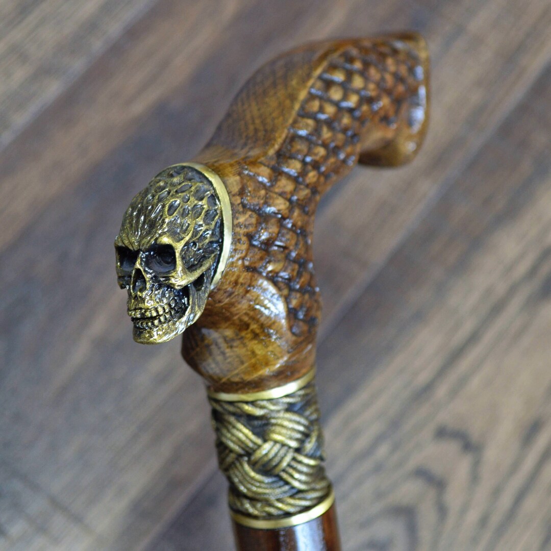 Walking Cane Wooden Sticks Walking Stick Alien Skull OAK Wood Canes ...