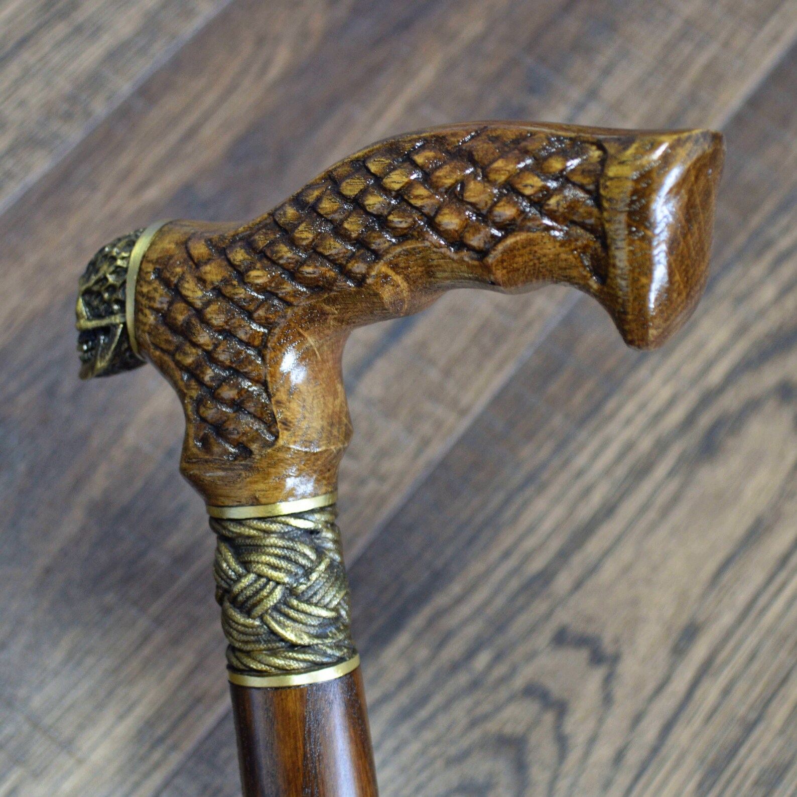 Walking Cane Wooden Sticks Walking Stick Alien Skull OAK Wood | Etsy