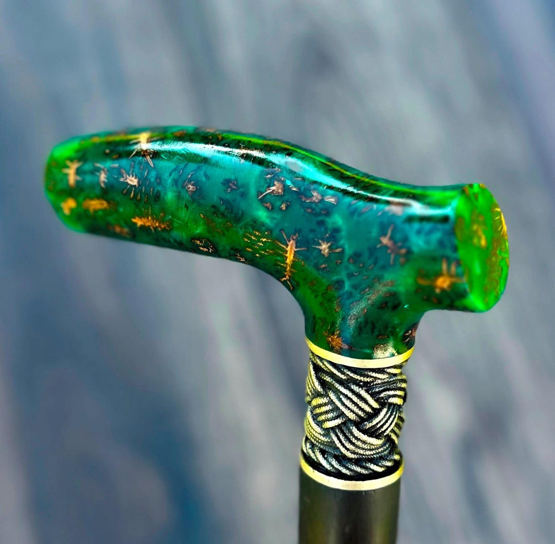 Cane Walking Cane Walking Stick Burl Wooden Handle Craft and Bronze ...