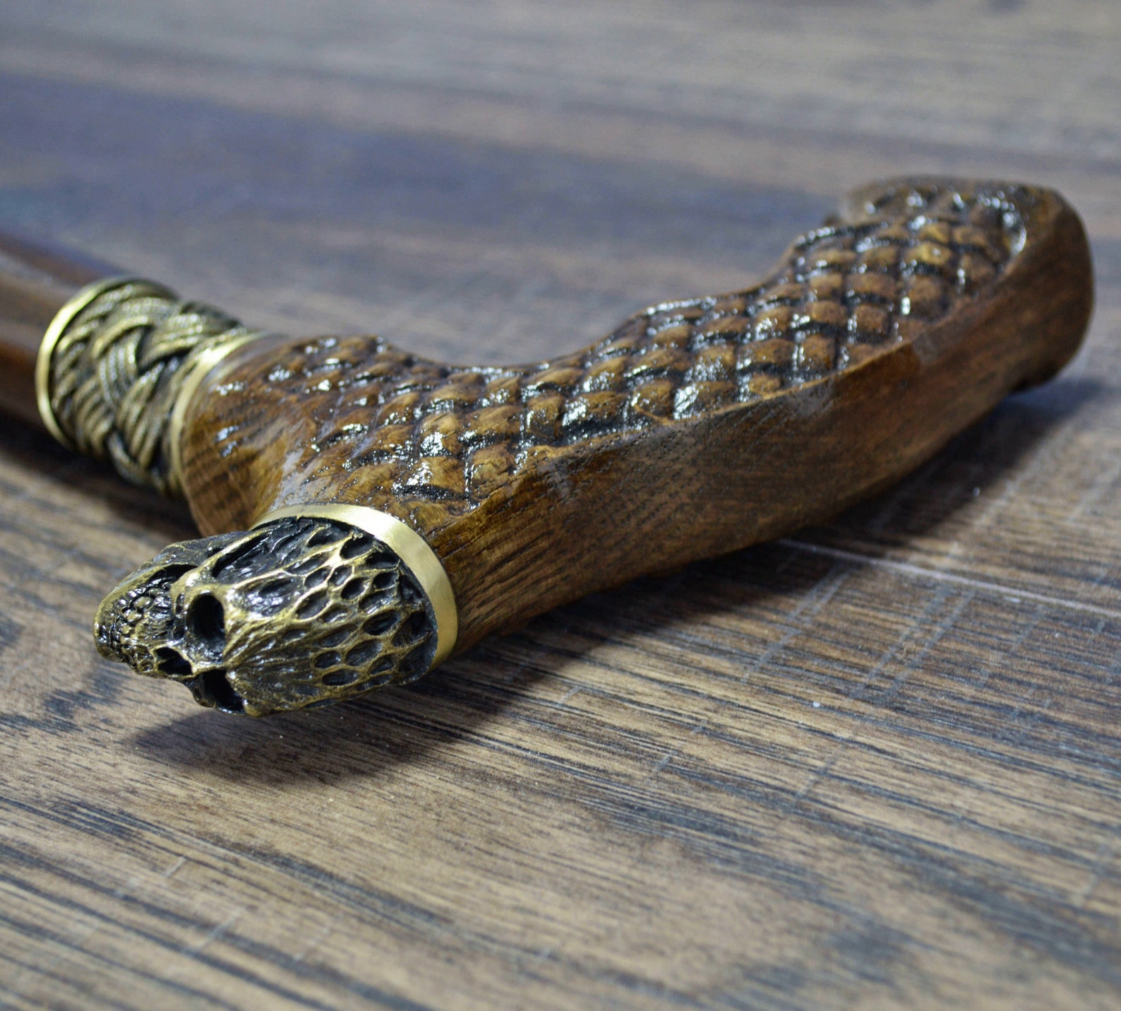 Walking Cane Wooden Sticks Walking Stick Alien Skull OAK Wood | Etsy