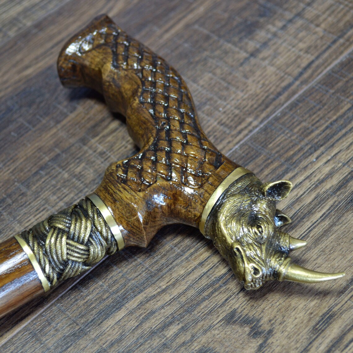 Rhinoceros Walking Cane Wooden Sticks Walking Stick Rhino OAK | Etsy