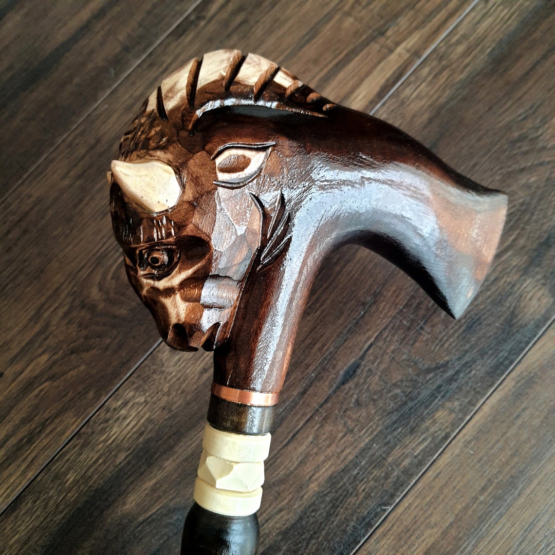 Bull Cane Walking Stick Collectible Cane Wooden Cane Walking - Etsy