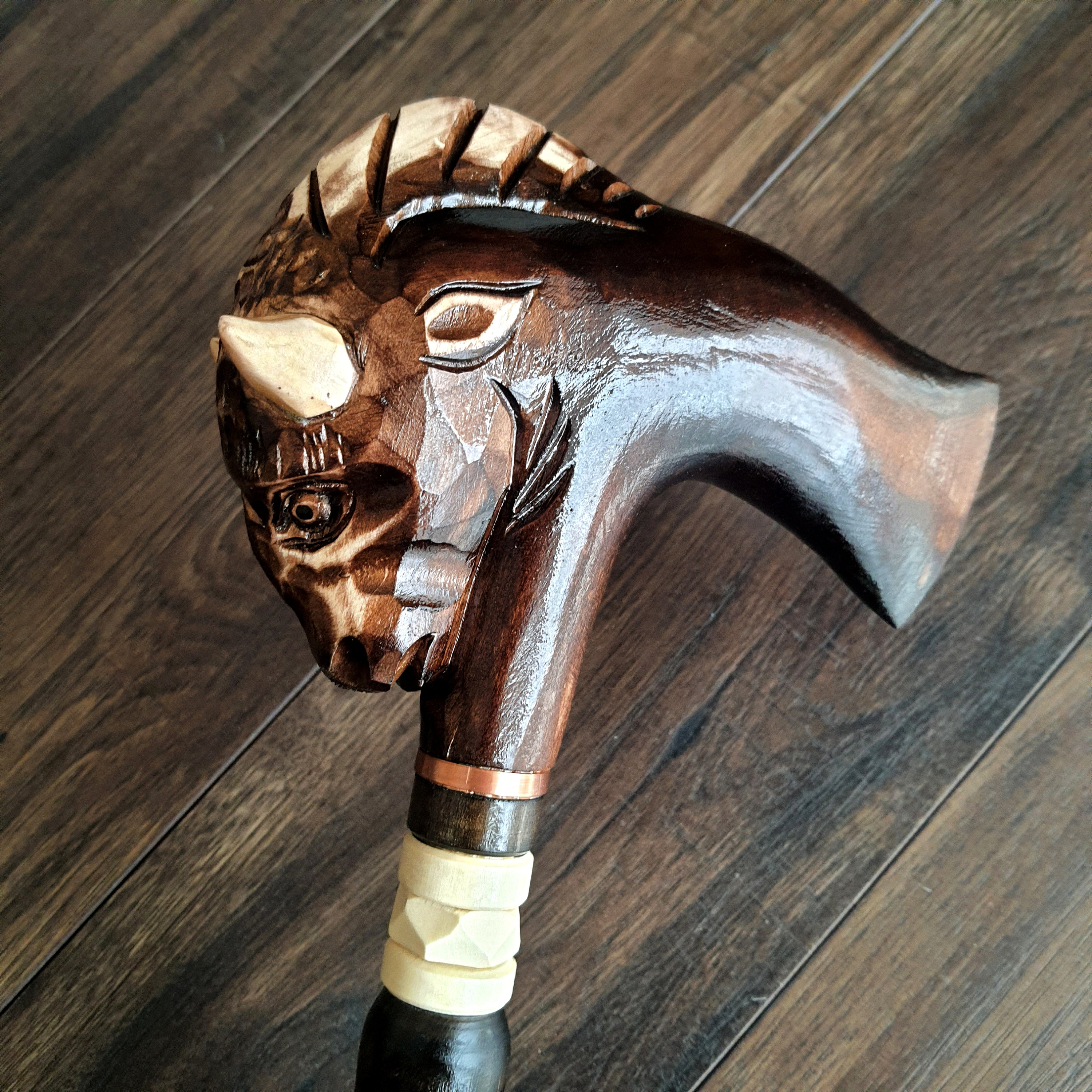 Bull Cane Walking Stick Collectible Cane Wooden Cane Walking - Etsy