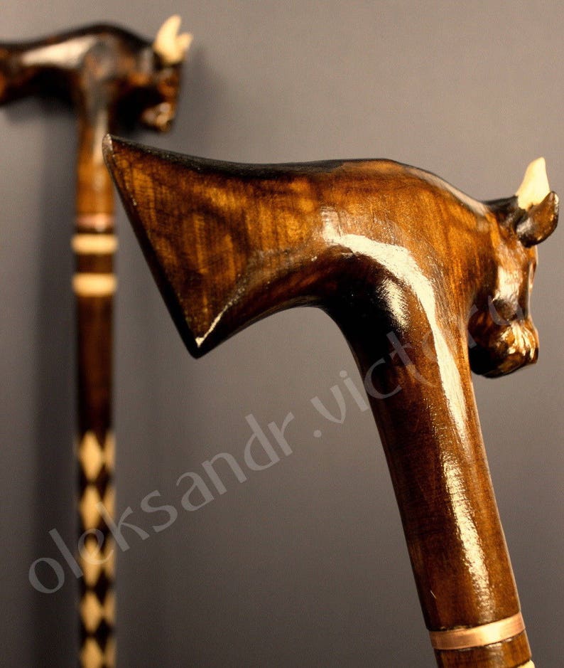 Bull Cane Collectible Cane Wooden Cane Walking Cane Wooden | Etsy