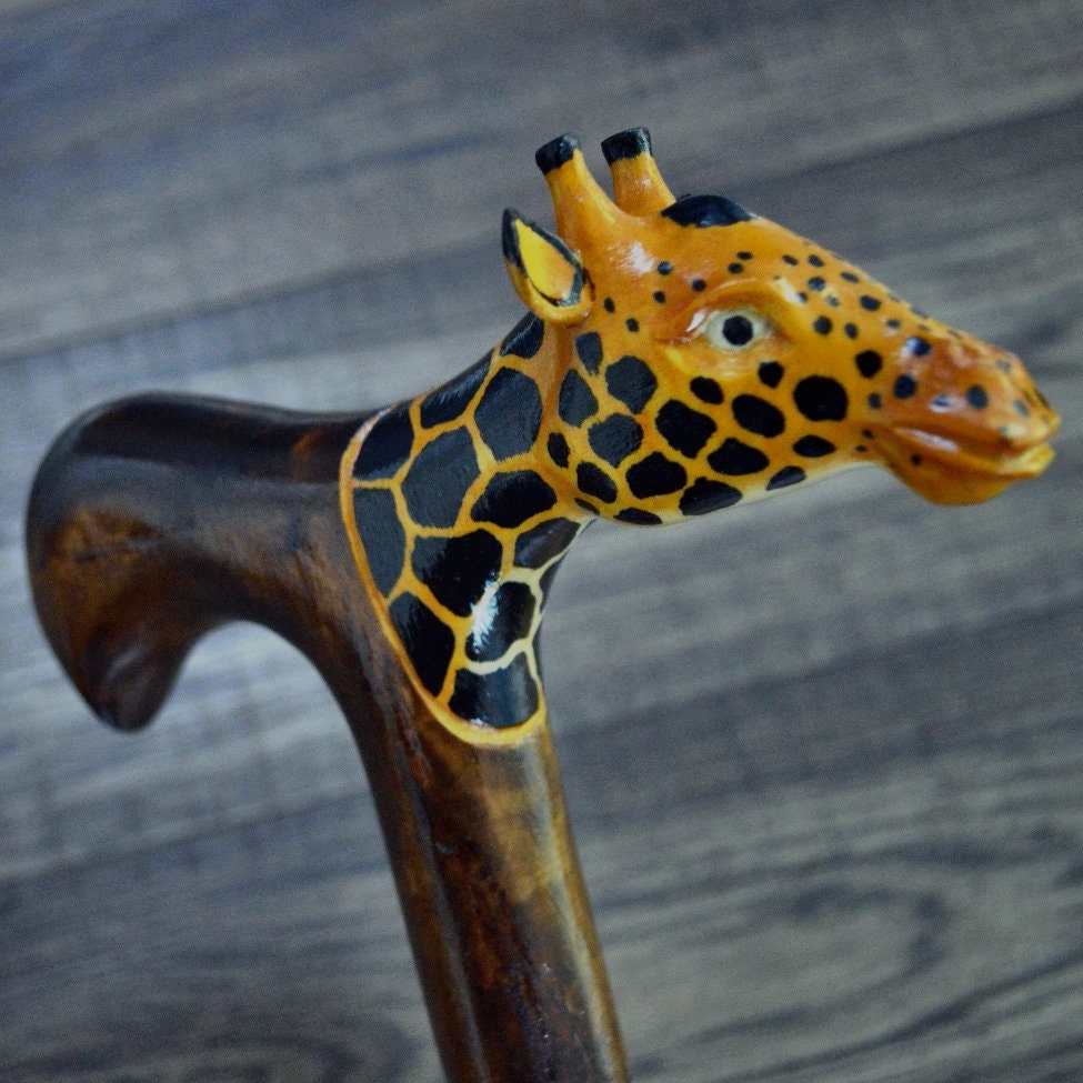 Giraffe Cane Collectible Cane Wood Carved Walking Cane Wooden - Etsy