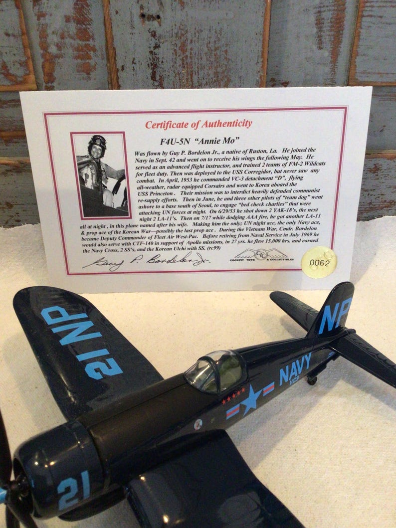 Vintage Cast Model Airplane F4u-5n “annie Mo” - Etsy