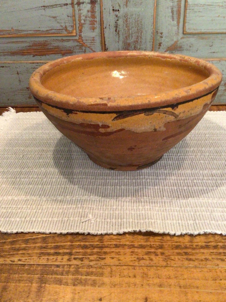 Antique Hand Made Redware Bowl - Etsy