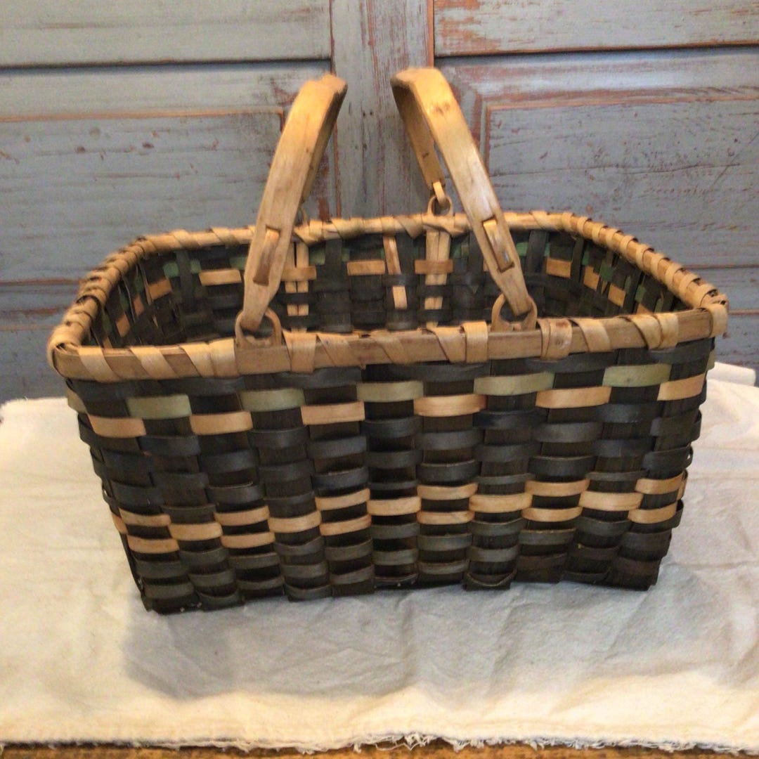 Vintage Dyed Splint Double Swing Handle Basket - Etsy