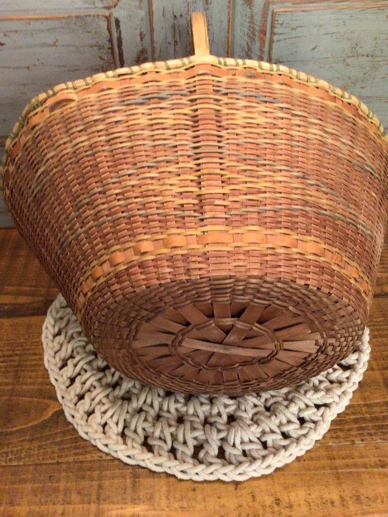 Vintage Fine Splint Basket With Birch Bark Trim - Etsy