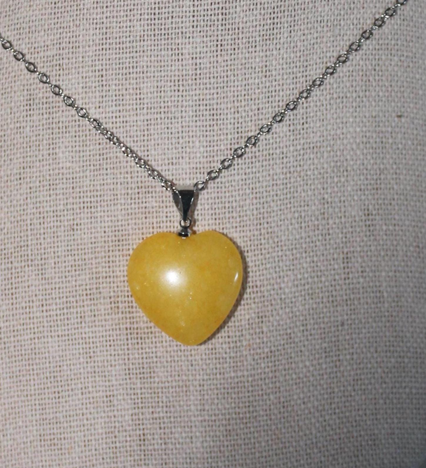 Heart Yellow Jade Necklace - Etsy