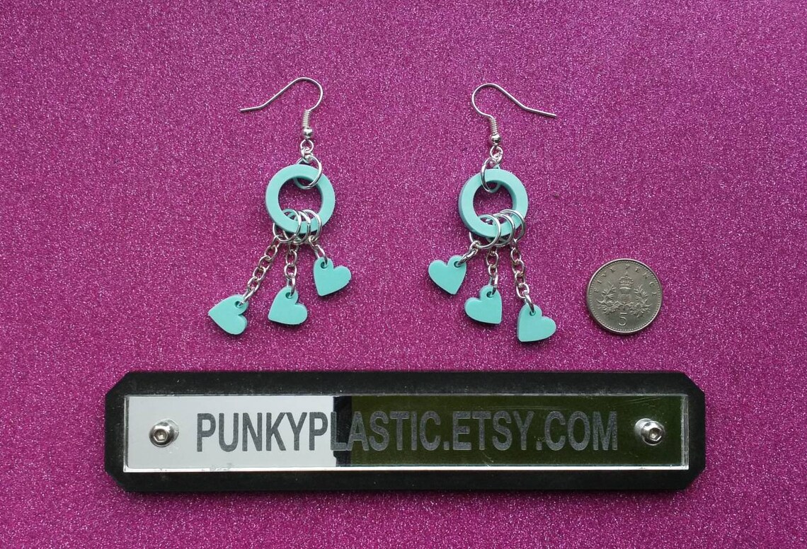 A Pair of Loop and Hearts Acrylic Earrings - Etsy