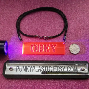 Acrylic OBEY Stamp Effect Cut Out Letters Necklace. - Etsy