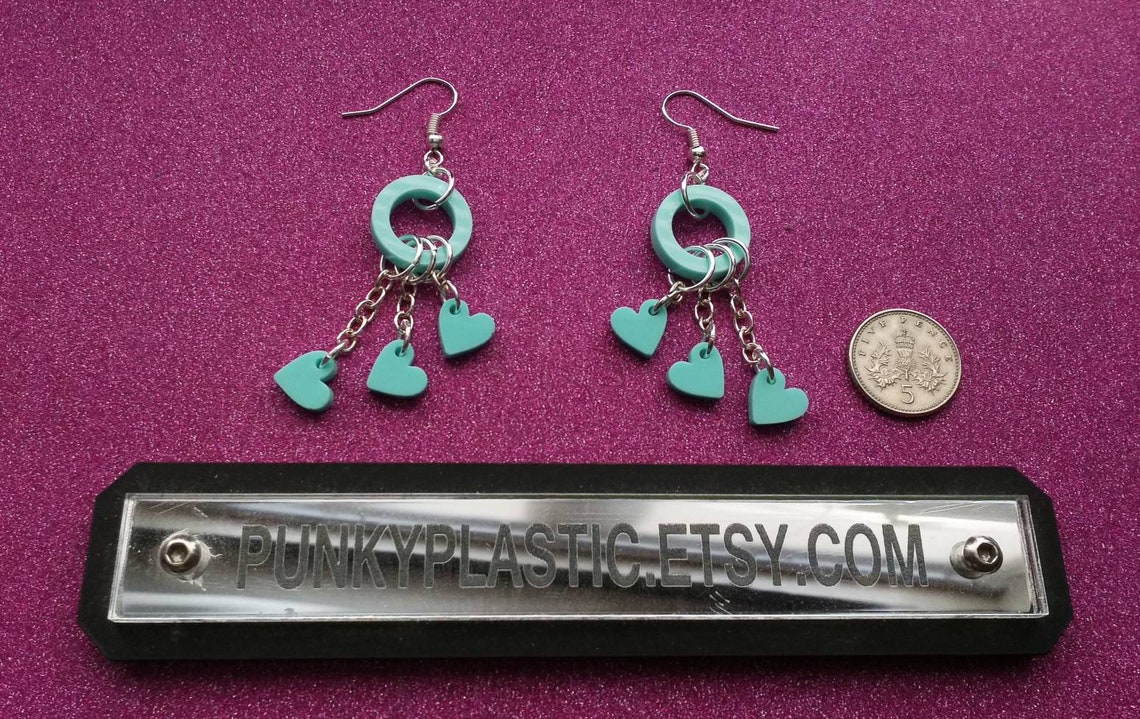 A Pair of Loop and Hearts Acrylic Earrings - Etsy