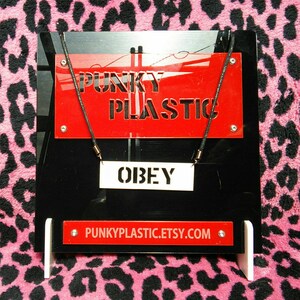 Acrylic OBEY Stamp Effect Cut Out Letters Necklace. - Etsy