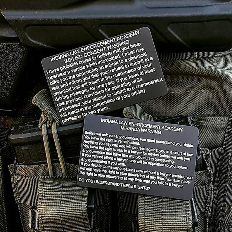 Indiana Miranda/implied Consent Metal Card - Etsy