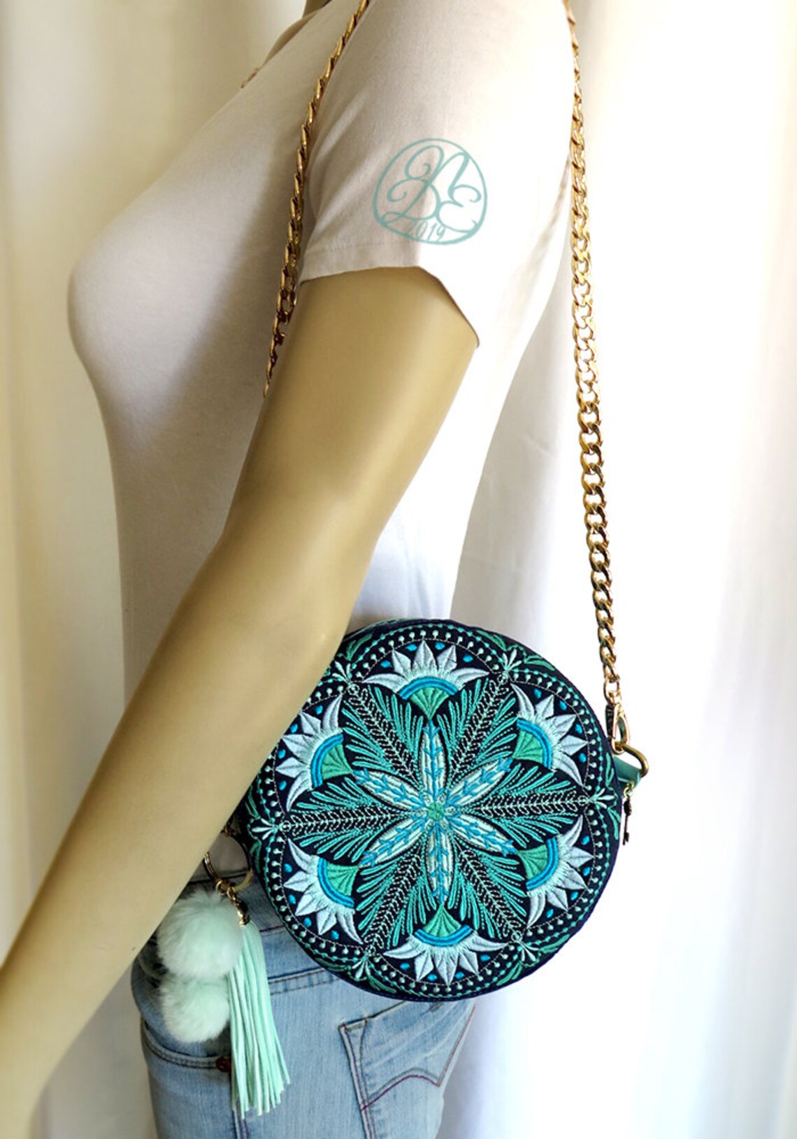 Digital Embroidery : Mandala Rosace DIY Round Purse Digital - Etsy
