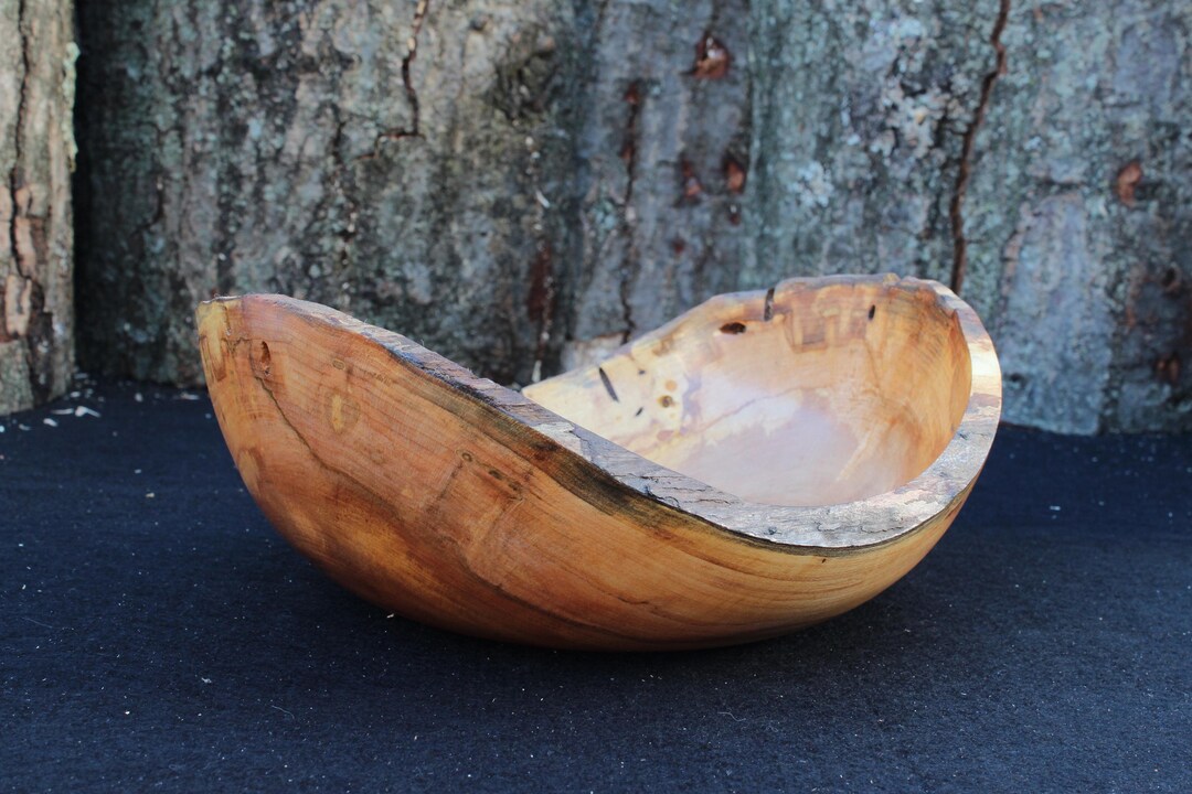 9 Inch Decorative Spalted Wood Bowl Centerpiece, Live Edge Rustic Wooden Art, Coffee Table Decor ...