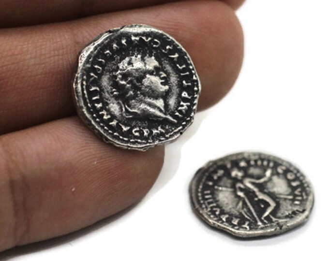 Roman Emperor Titus Coin Pendant, Silver Pendant, Silver Coin Charm ...