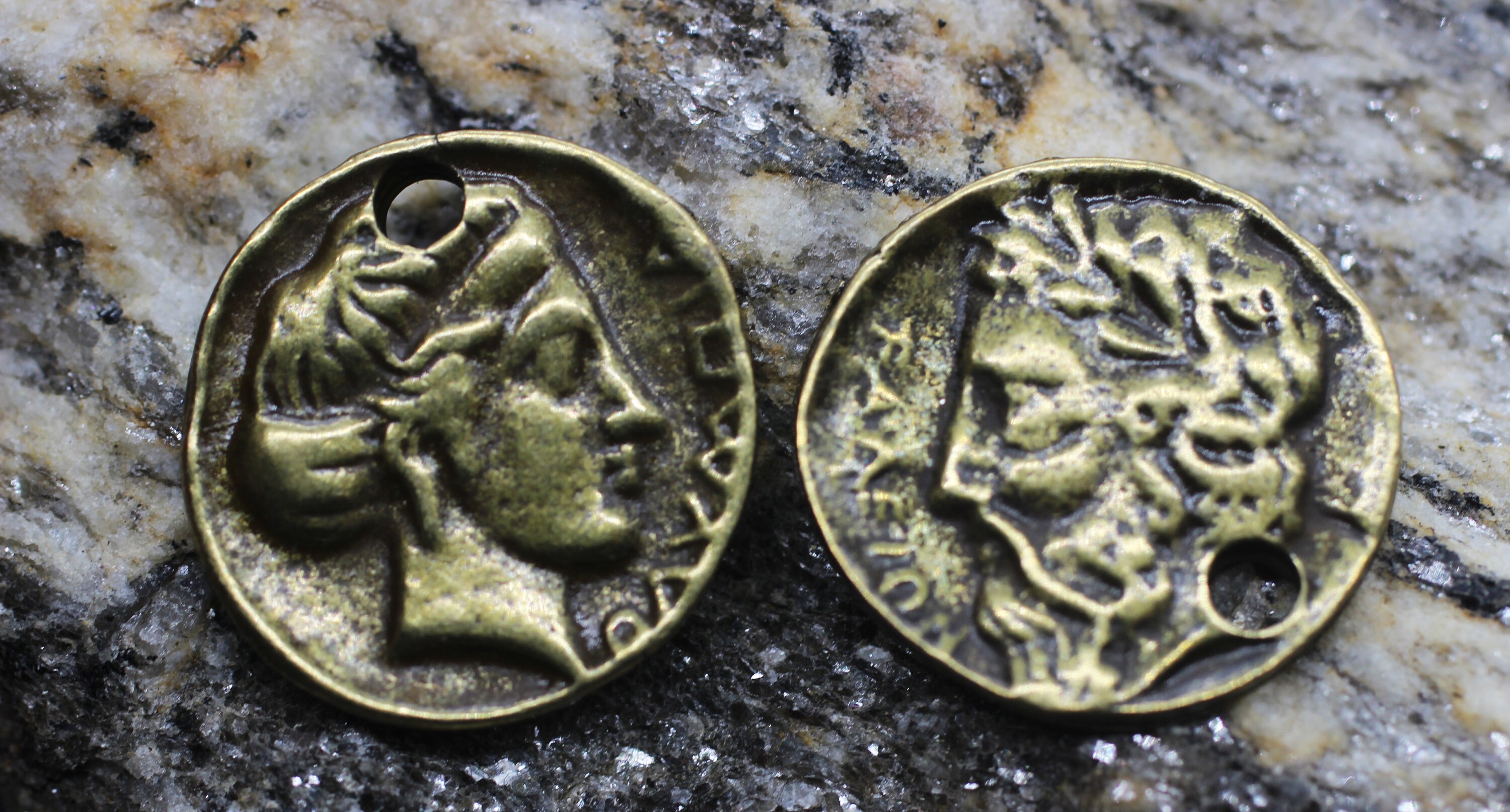 Antique Bronze Coins, 18 Mm Bronze Pendant, Double Side Charms, Ancient ...