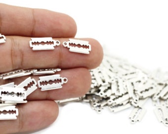 20pcs Razor Blade Charms,razor Blade Pendants Antiqued Silver Tone ...