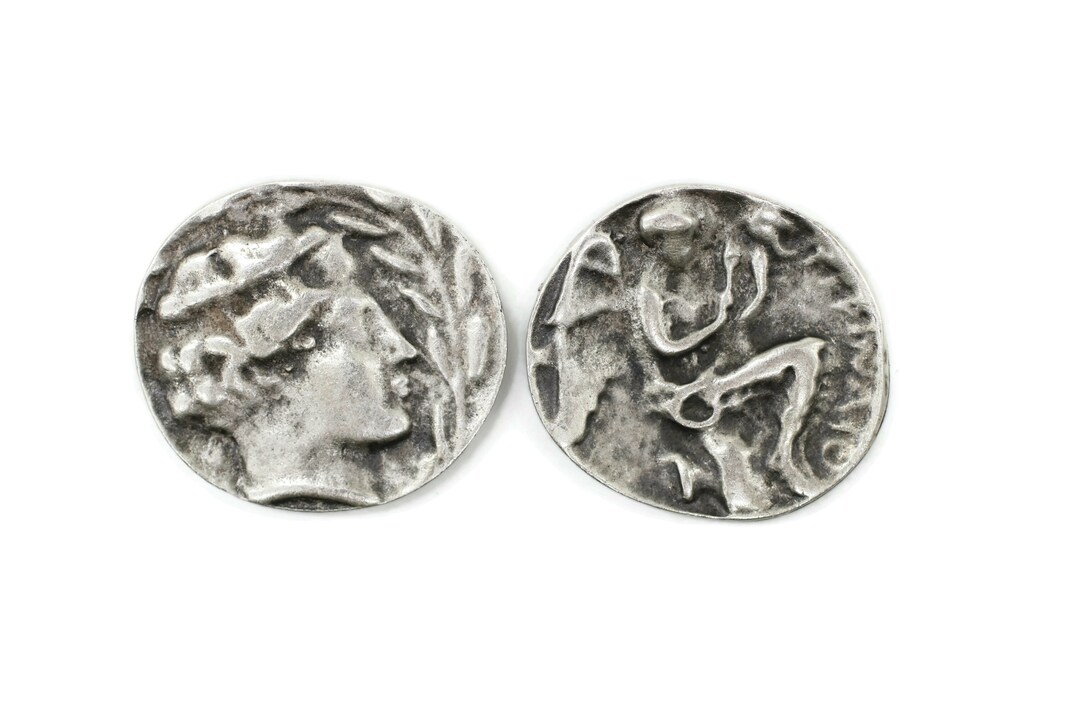 Antique Silver Coins, 28mm Roman Empire Artifact, Ancient Greek Rome ...