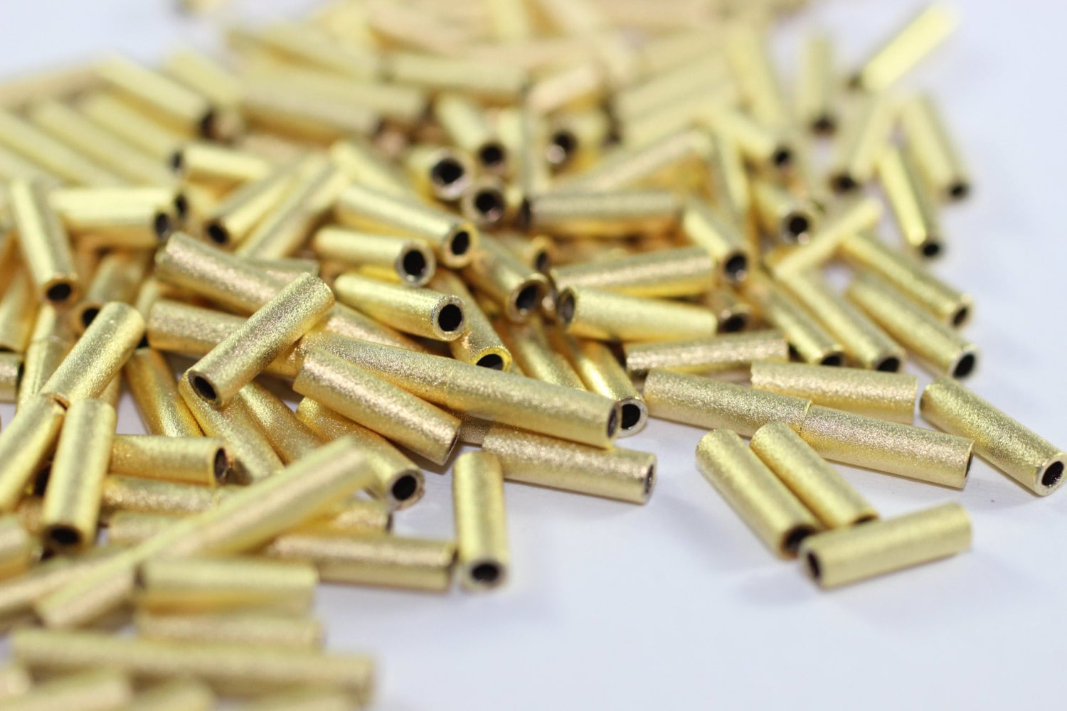 24K Gold Plated Tiny Spacer Tube Beads , Gold Spacer Beads, Oval Tube ...