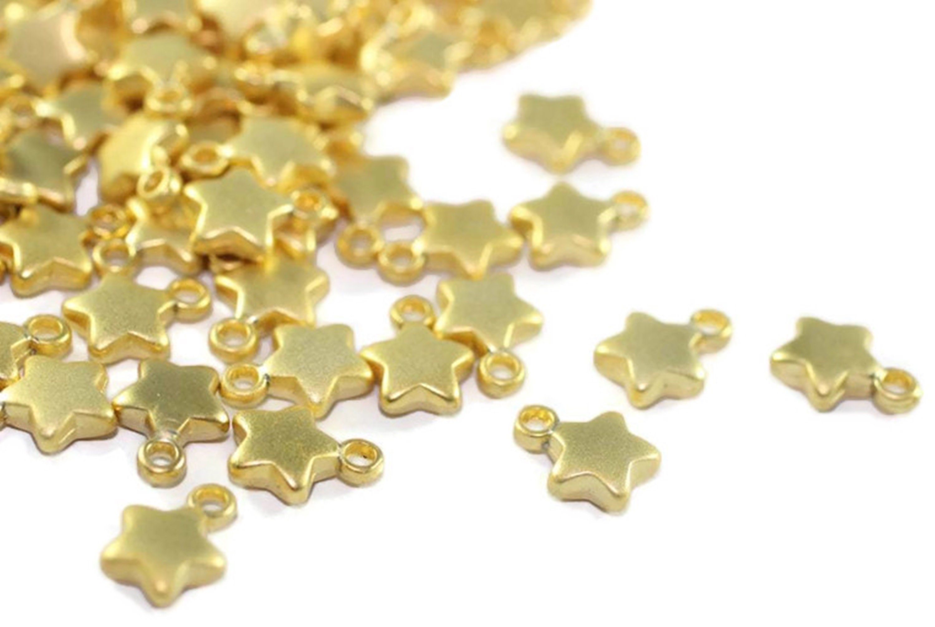 Gold Plated Star Charms, 8x10 Mm Star Pendants, CCB Tiny Star Beads ...
