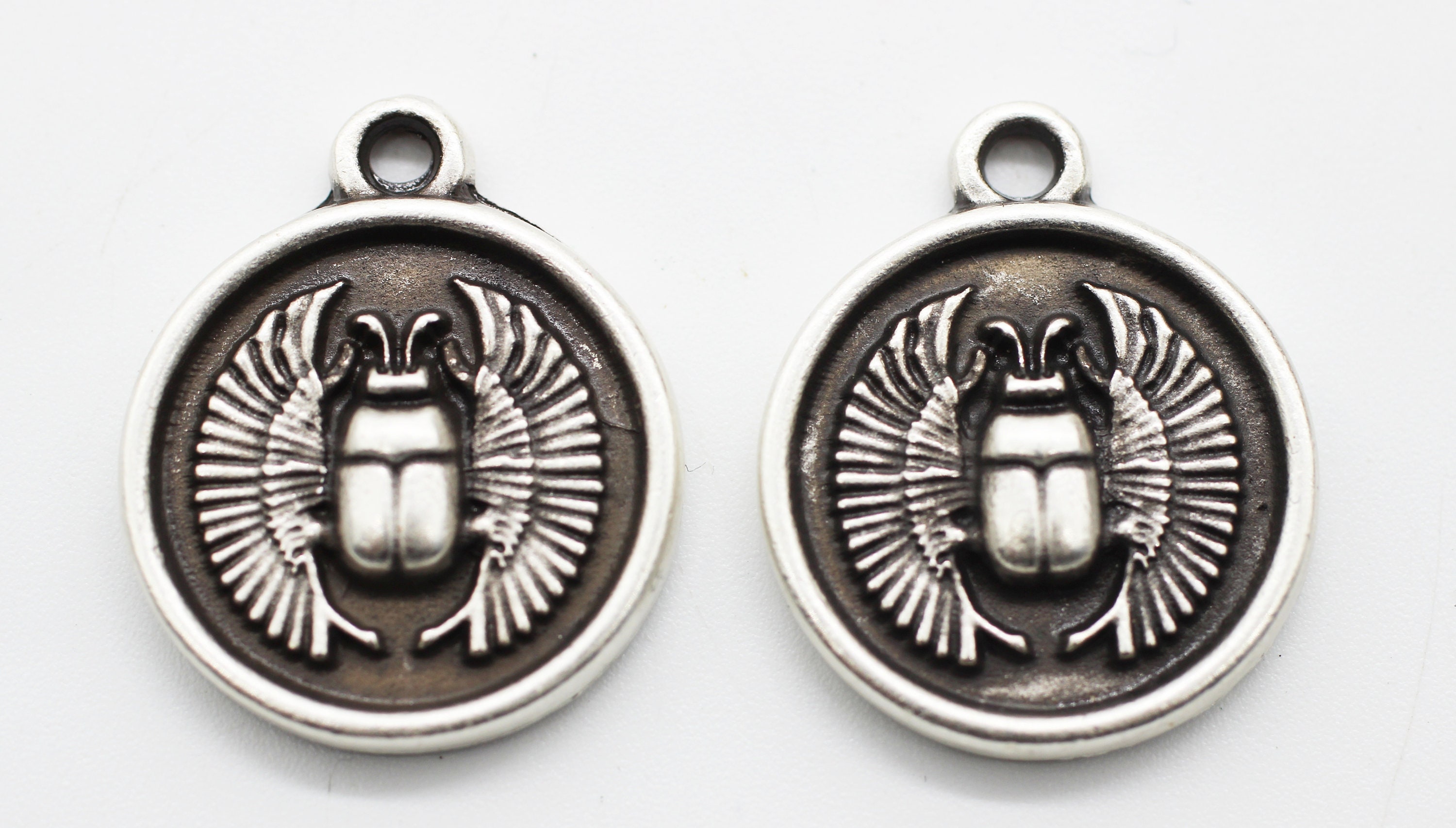 Silver Pharaoh's Beetle Charms 19x23mm Egypt charms | Etsy