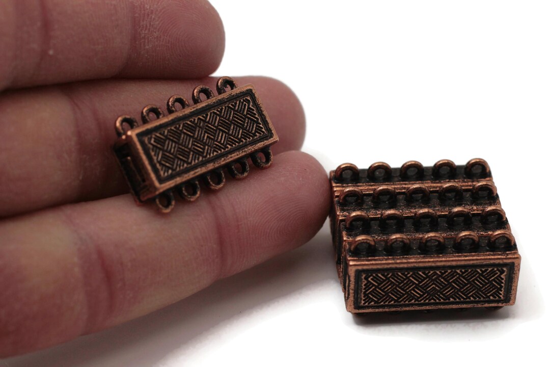 Antique Copper 5 Strand Multi Clasps, Multi Strand Necklace Clasps ...