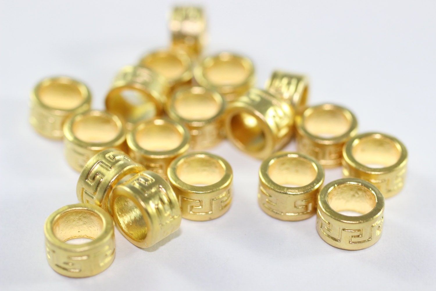 Gold Plated Aztec Beads / 8mm Gold Plated Round Spacer Beads / 5.7mm ...