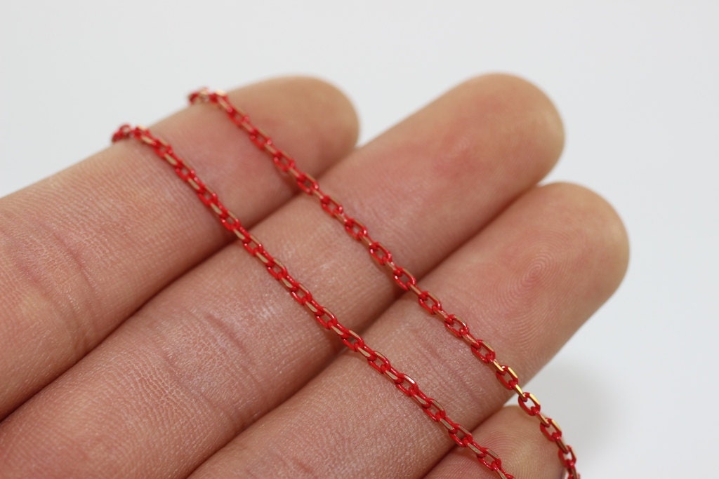 1.5x2.5 mm Red chain link brass chains loose chain gold | Etsy