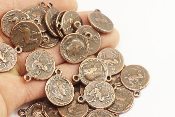 Antique Copper Coins 20x25 mm Copper Pendant double side | Etsy