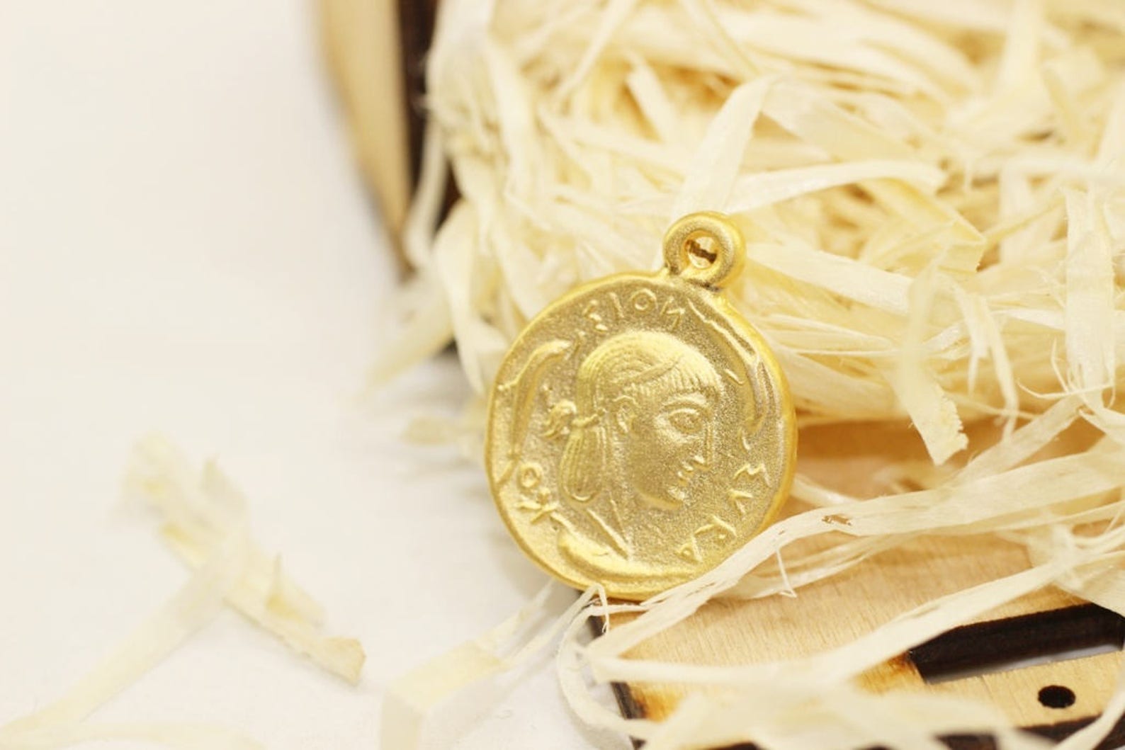 Matt Gold Plated Coins 20x25 Mm Gold Pendant Double Side | Etsy