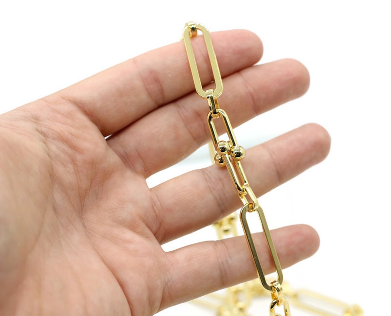 8x20mm Shiny Gold Plated U-shaped Chains Handmade Gold Oval | Etsy