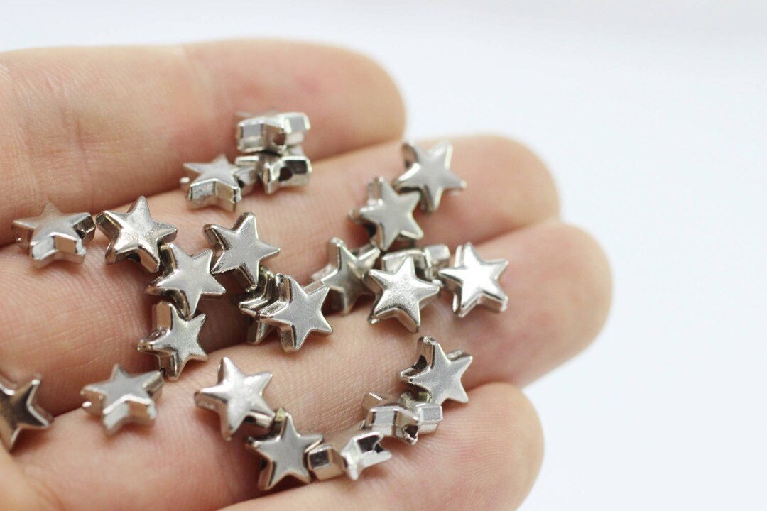 Antique Silver Tiny Puff Star Charms, 7.5 Mm Small Little Twinkle Star ...