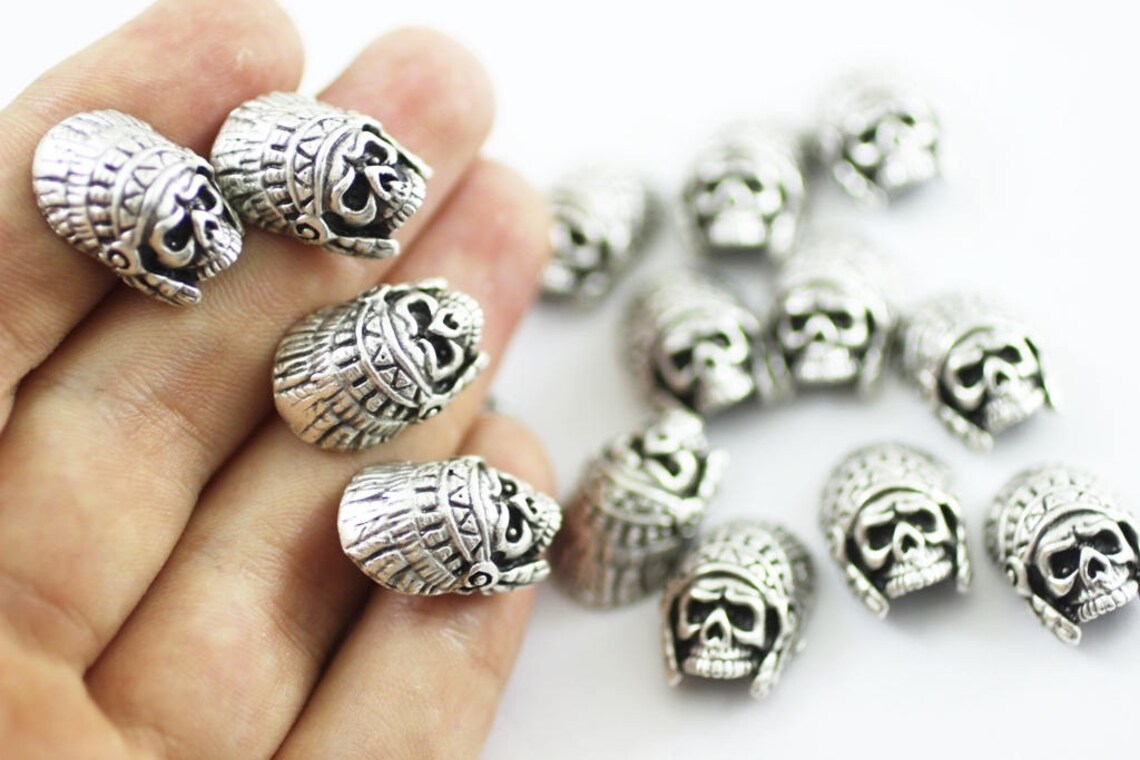 Matt Silver Plated Aztec Warrior Beads Aztec Warrior Beads, 20 Mm ...