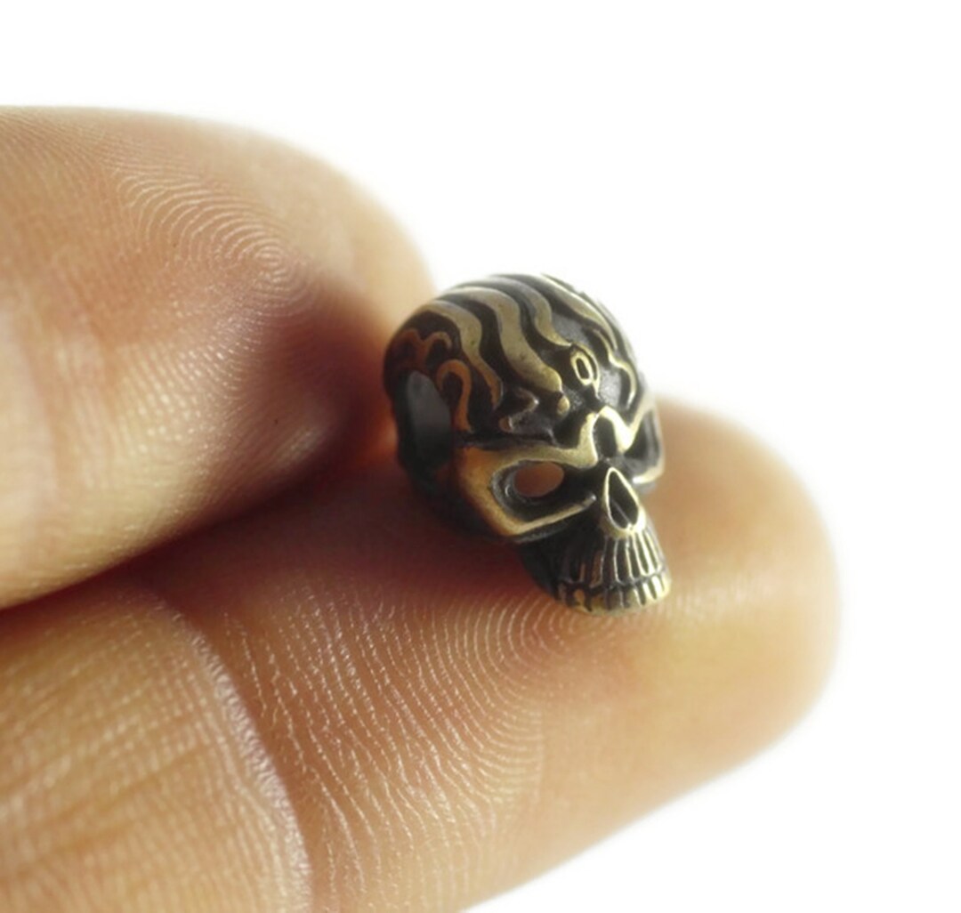 1 Pc Solid Bronze Skull With Brain Charm, 14mm X 9mm Skull Beads With ...